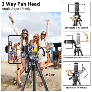 63" Tripod for iPad and iPhone, GMAIPOP Camera Tripod Stand for Cell Phone/Tablet 4"-12.9",Aluminum Portable Travel Tripod Mount with Remote & Carry Bag for Live Stream/Video Recording