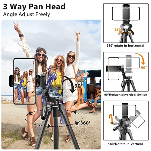 63" Tripod for iPad and iPhone, GMAIPOP Camera Tripod Stand for Cell Phone/Tablet 4"-12.9",Aluminum Portable Travel Tripod Mount with Remote & Carry Bag for Live Stream/Video Recording