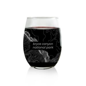 american sign letters bryce canyon national park map stemless wine glass - bryce canyon national park map glass, utah gift, utah glass