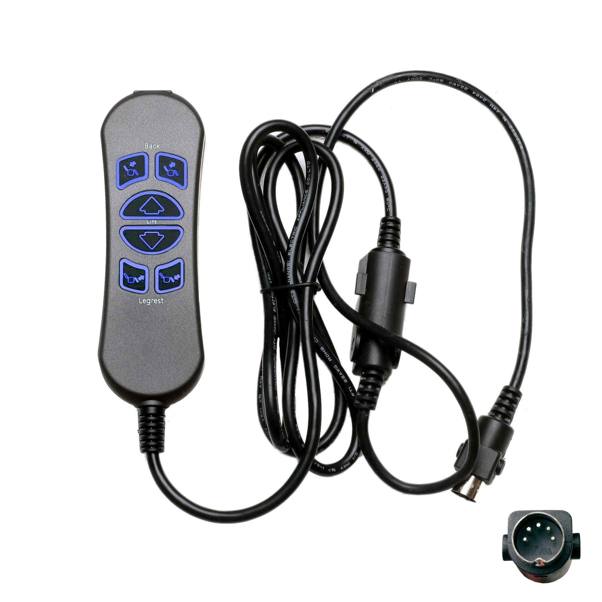 Fruhdi 6 Button 5 Pin Prong MLSK89-A2 Hand Control Handset Remote with USB and Backlight for Lift Chairs Power Recliners