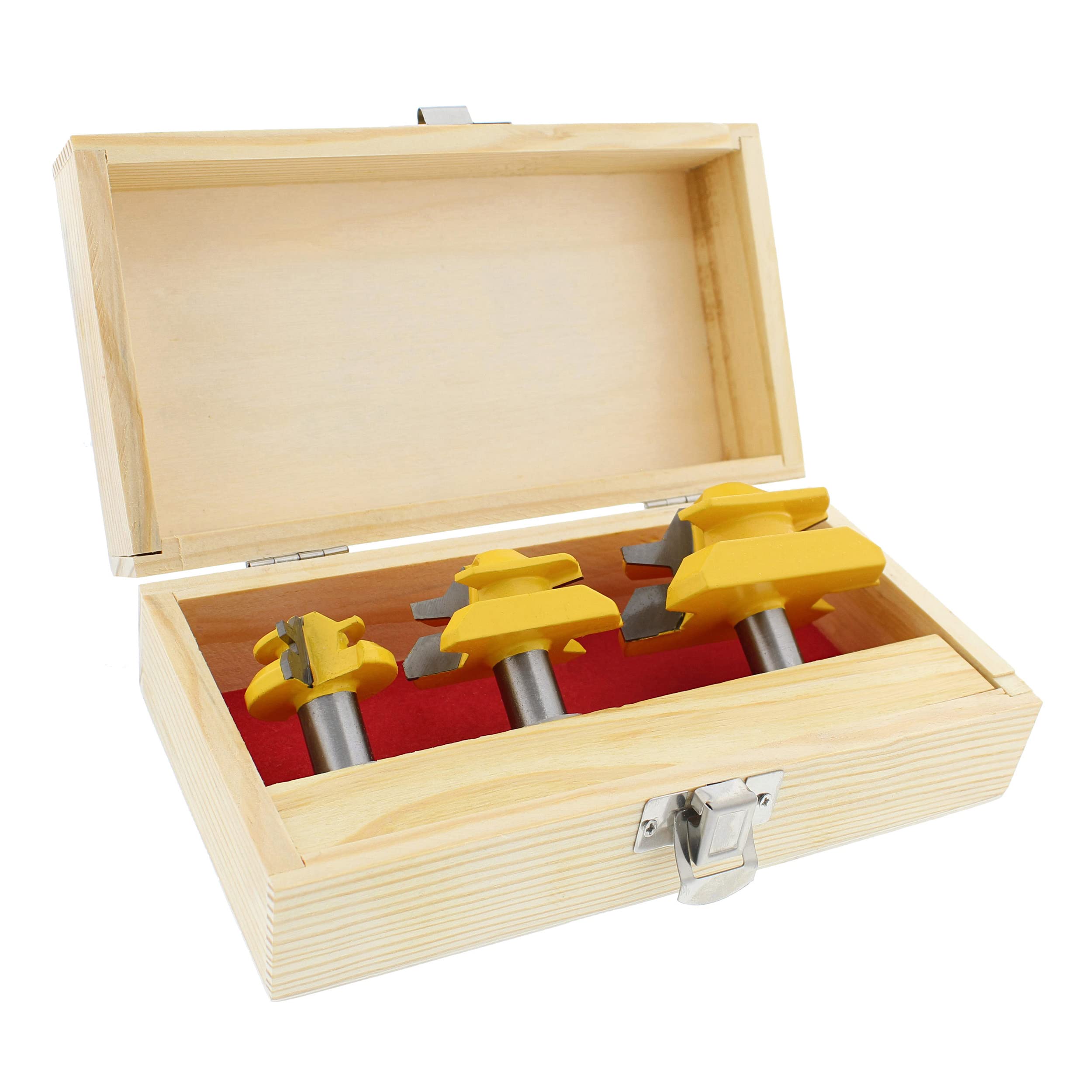 Deadwood Crafted Tools 45 Degree Locking Miter Bit Set - 3Pc 1/2in Wood Router Bits for 3/8 to 1-1/4in Wood Boards