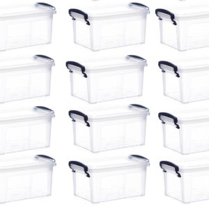 Superio Clear Storage Bins with Lids, Stackable Storage Box with Latches and Handles, Extra Small, 12 Pack 2 Quart