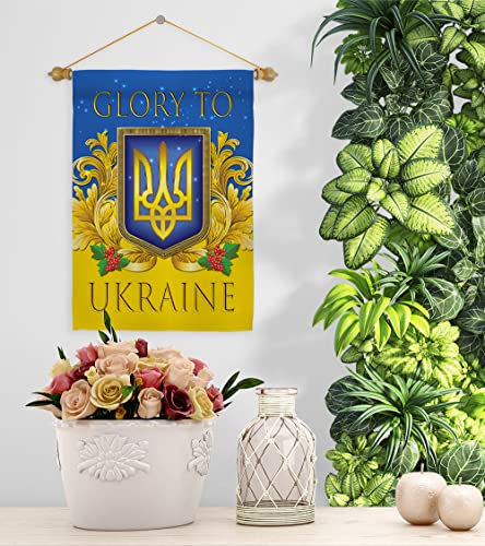 Ukraine Flag Glory to Ukraine Garden Flag Set Wood Dowel Support Cause Stand with Ukrainian House Decoration Banner Small Yard Gift Double-Sided, Made in USA