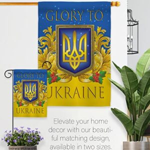 Ukraine Flag Glory to Ukraine Garden Flag Set Wood Dowel Support Cause Stand with Ukrainian House Decoration Banner Small Yard Gift Double-Sided, Made in USA