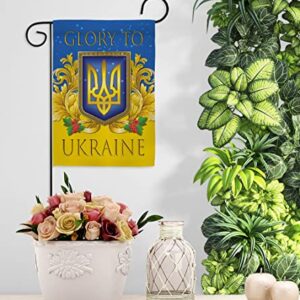 Ukraine Flag Glory to Ukraine Garden Flag Set Wood Dowel Support Cause Stand with Ukrainian House Decoration Banner Small Yard Gift Double-Sided, Made in USA