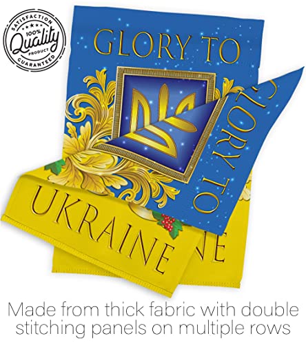 Ukraine Flag Glory to Ukraine Garden Flag Set Wood Dowel Support Cause Stand with Ukrainian House Decoration Banner Small Yard Gift Double-Sided, Made in USA