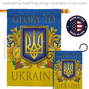 Ukraine Flag Glory to Ukraine Garden Flag Set Wood Dowel Support Cause Stand with Ukrainian House Decoration Banner Small Yard Gift Double-Sided, Made in USA