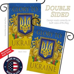 Ukraine Flag Glory to Ukraine Garden Flag Set Wood Dowel Support Cause Stand with Ukrainian House Decoration Banner Small Yard Gift Double-Sided, Made in USA