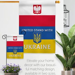 Ukraine Flag Poland Stand with Ukraine House Flag Dowel Set Support Cause Ukrainian Decoration Banner Small Garden Yard Gift Double-Sided, Made in USA