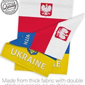 Ukraine Flag Poland Stand with Ukraine House Flag Dowel Set Support Cause Ukrainian Decoration Banner Small Garden Yard Gift Double-Sided, Made in USA