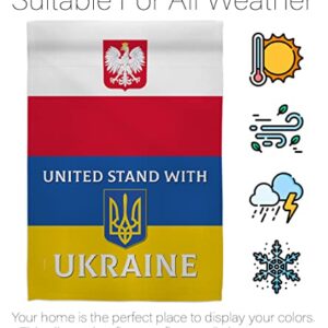 Ukraine Flag Poland Stand with Ukraine House Flag Dowel Set Support Cause Ukrainian Decoration Banner Small Garden Yard Gift Double-Sided, Made in USA