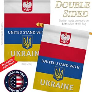 Ukraine Flag Poland Stand with Ukraine House Flag Dowel Set Support Cause Ukrainian Decoration Banner Small Garden Yard Gift Double-Sided, Made in USA