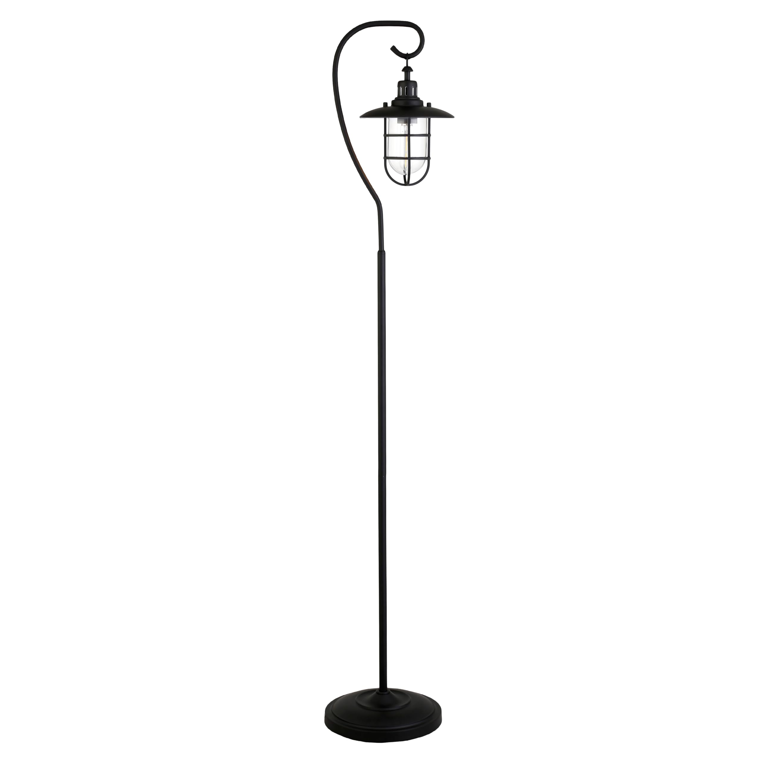 Bay Nautical Floor Lamp with Glass Shade in Blackened Bronze/Clear