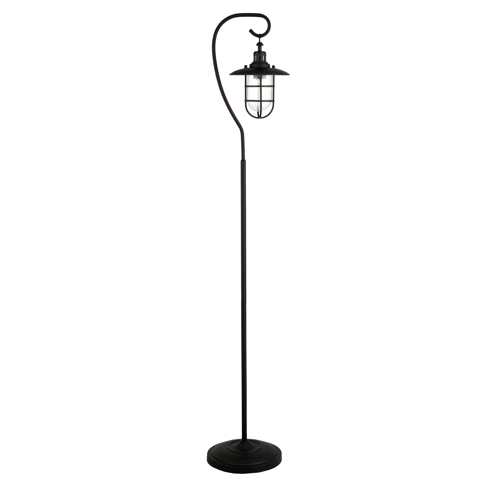 Bay Nautical Floor Lamp with Glass Shade in Blackened Bronze/Clear