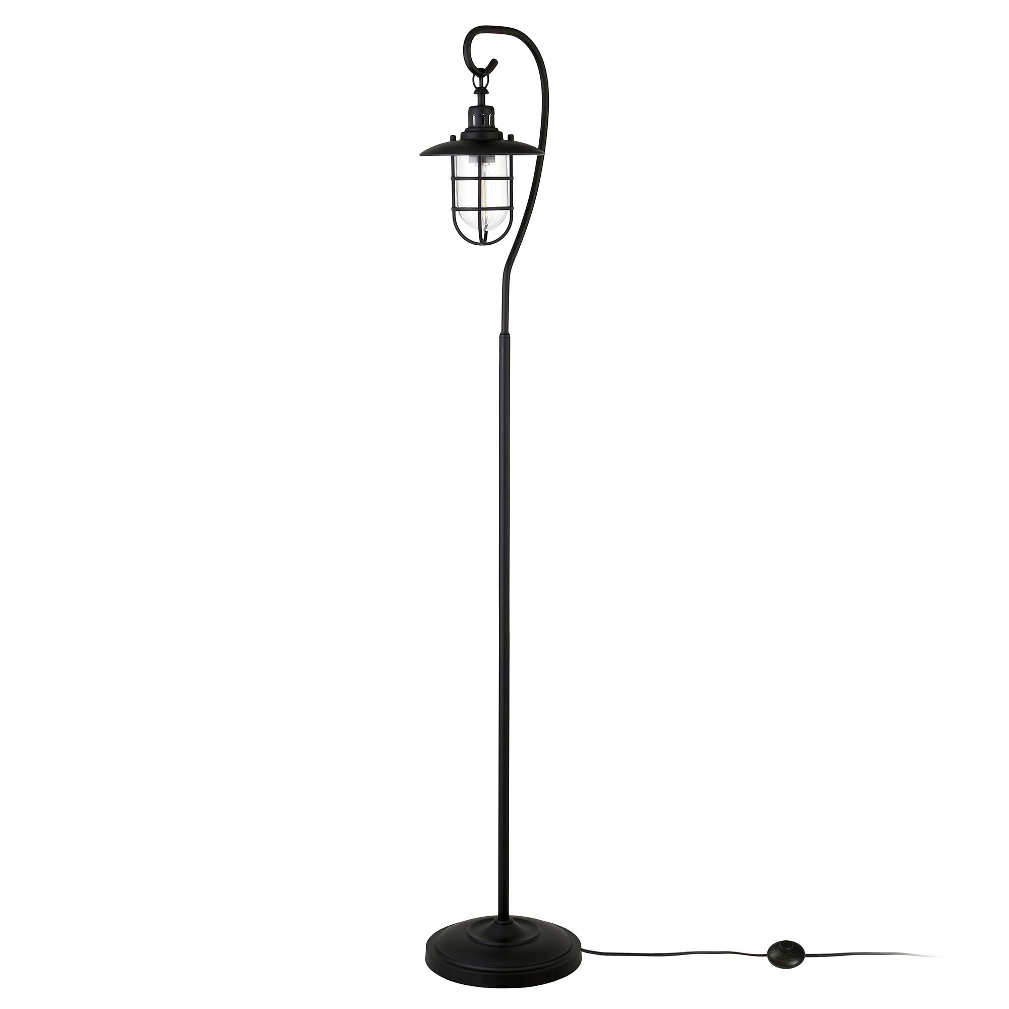 Bay Nautical Floor Lamp with Glass Shade in Blackened Bronze/Clear