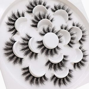 Veleasha 5D Faux Mink Lashes Handmade Luxurious Volume Fluffy Natural False Eyelashes 7 Pairs (City Girl)