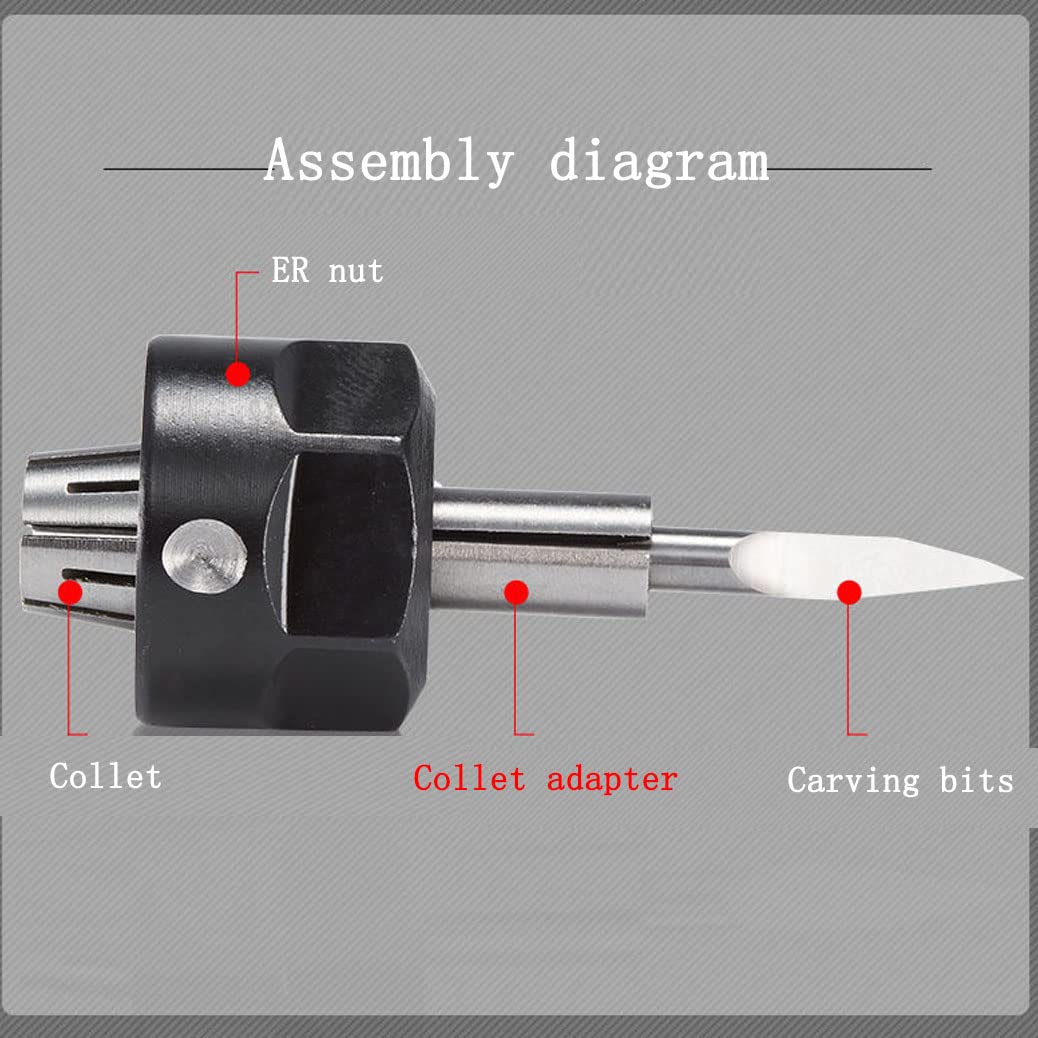 10 Pcs Router Collet Adapter, Die Grinder Chuck Driver, 1/4" to 1/8" Router Chuck Converter for CNC Engraving Machine