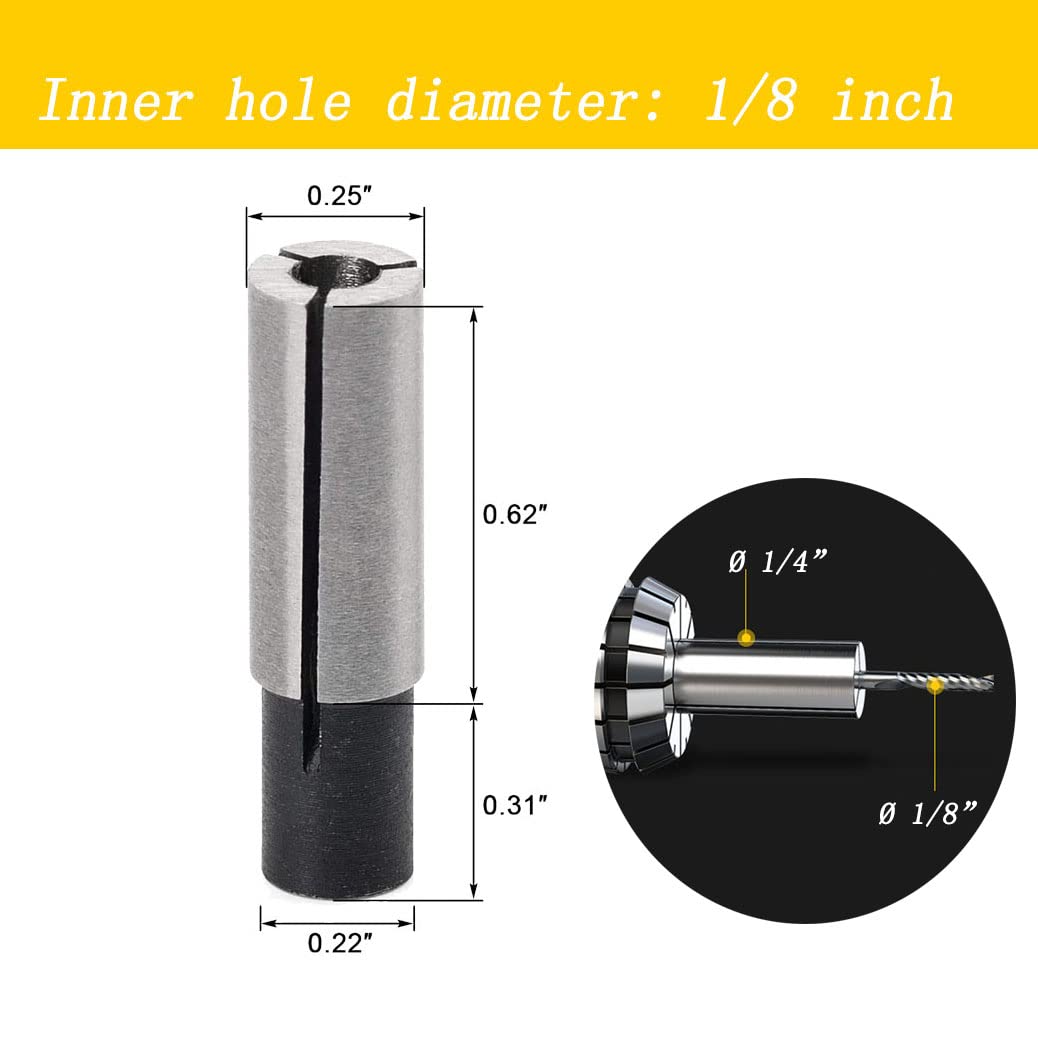 10 Pcs Router Collet Adapter, Die Grinder Chuck Driver, 1/4" to 1/8" Router Chuck Converter for CNC Engraving Machine