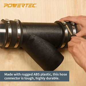 POWERTEC 4 Inch Y Fitting for 4 Inch Dust Collection Hose, 4 Inch Dust Collection Hose Connector Fittings for Dust Collection System (70106V)