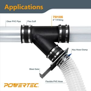 POWERTEC 4 Inch Y Fitting for 4 Inch Dust Collection Hose, 4 Inch Dust Collection Hose Connector Fittings for Dust Collection System (70106V)