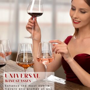 LUNA & MANTHA Red Wine Glasses | Set of 4 | Premium Crystal Wine Glass | Hand-Blown Long Stem Burgundy Wine Glasses | 18Oz | Martini Set Gifts for Wedding, Anniversary, Birthday|Clear