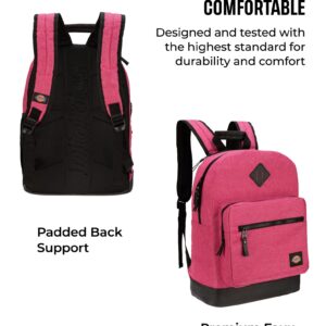 DICKIES Signature Lightweight Backpack for School Classic Logo Water Resistant Casual Daypack for Travel Fits 15.6 Inch Notebook (Pink)