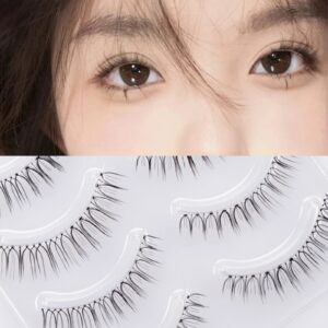 miz barn daily natural look false eyelashes,4 pairs natural soft lightweight comfortable short lashes clear band handmade luxurious false eyelashes(a05)