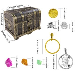 AEVBSOY Pirate Treasure Chest Toys Kids Storage Pirate Treasure Chest Adventurous Treasure Box with Lock Toy Treasure Chest Box for Kids Boys for Props Party Favors Decoration