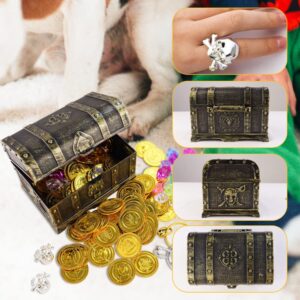 AEVBSOY Pirate Treasure Chest Toys Kids Storage Pirate Treasure Chest Adventurous Treasure Box with Lock Toy Treasure Chest Box for Kids Boys for Props Party Favors Decoration