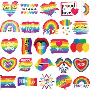 ooopsiun 80 pcs rainbow temporary tattoos -10 sheets pride tattoos flower/heart/rainbow tattoos for pride festivals