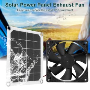 Ejoyous Solar Powered Fan, 6V 10W Solar Panel Ventilation Fan Waterproof Solar Exhaust Fan USB Solar Panel Greenhouse Fan for RV Greenhouse Pet House Chicken House