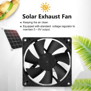 Ejoyous Solar Powered Fan, 6V 10W Solar Panel Ventilation Fan Waterproof Solar Exhaust Fan USB Solar Panel Greenhouse Fan for RV Greenhouse Pet House Chicken House