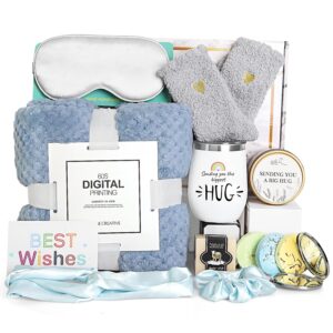 get well soon gifts for women, 13 pcs care package gift feel better basket warm after surgery recovery encouragement gift thinking of you box with blanket tumbler for friends female