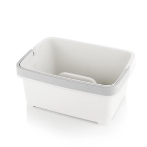 minky large storage caddy - easy to clean plastic storage bin with foldaway handle - perfect for cleaning, crafts, baby items, diy - great for pantry, fridge & organization - made in uk (white)