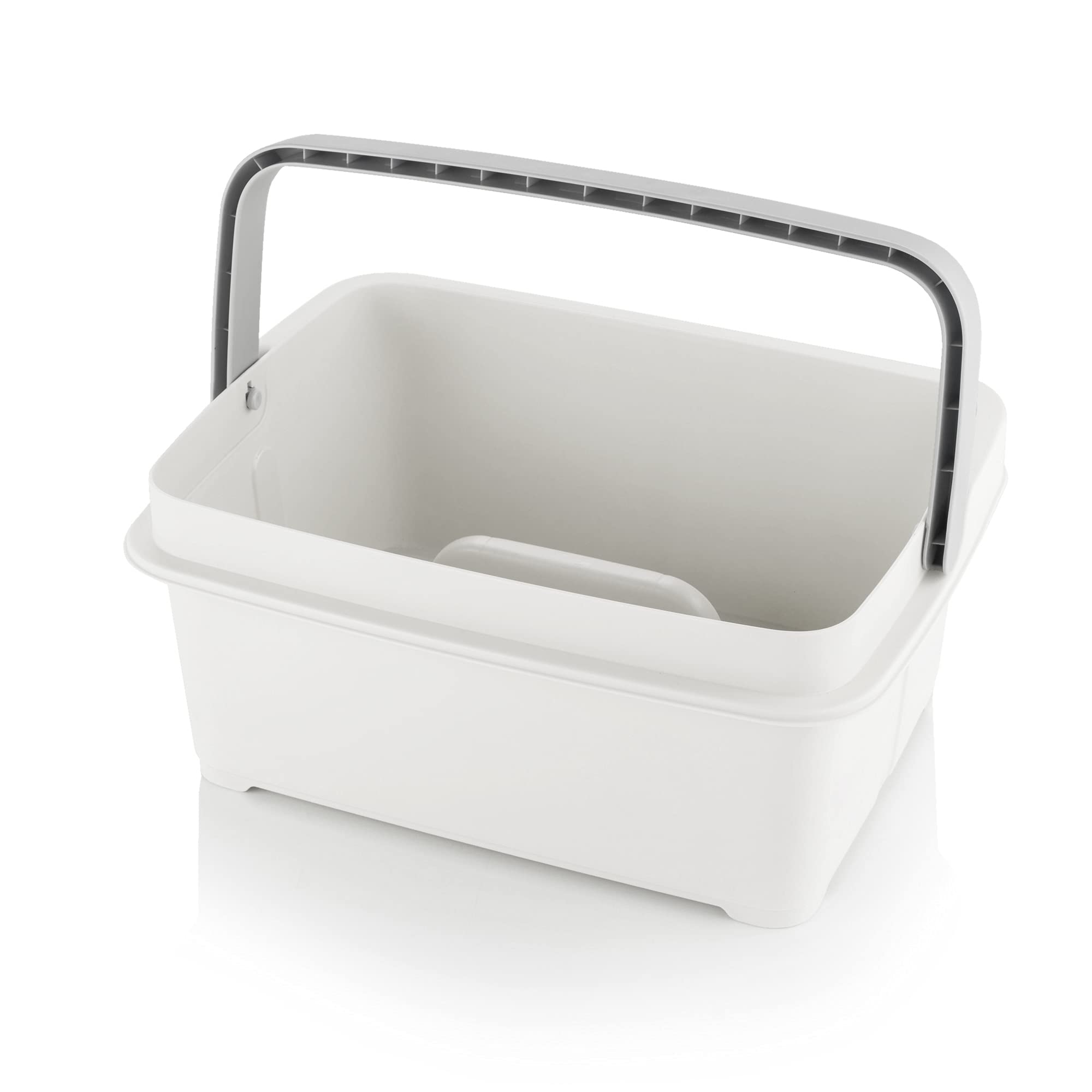 Minky Large Storage Caddy - Easy to Clean Plastic Storage Bin with Foldaway Handle - Perfect for Cleaning, Crafts, Baby Items, DIY - Great for Pantry, Fridge & Organization - Made in UK (White)