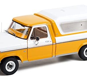 Greenlight Collectible 1976 Ranger Pickup Truck with Deluxe Box Cover Chrome Yellow and Wimbledon White 1/18 Diecast Model Car by Greenlight 13621