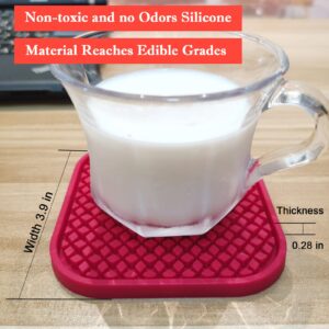 Silicone Coasters 6-Piece Absorbent Beverage Coasters with Standing Coasters Non-Slip, Non-Stick Tray Outdoor Coasters for Patio Table NEWMCURY(Red)+1