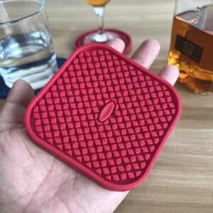 Silicone Coasters 6-Piece Absorbent Beverage Coasters with Standing Coasters Non-Slip, Non-Stick Tray Outdoor Coasters for Patio Table NEWMCURY(Red)+1