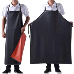 lchkrep men's waterproof apron black, lightweight vinyl aprons rubber apron for dishwashing, butcher, dog grooming, fish cleaning industrial apron,43"x29" heavy duty apron (black-1pack)