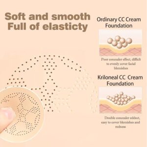 Kriloneal CC Cream Foundation Mushroom Head Air Cushion Face Makeup Moisturizing Concealer Waterproof Oil Control Long-Lasting Nude Makeup Even Skin Tone for All Skin Types (Natural)