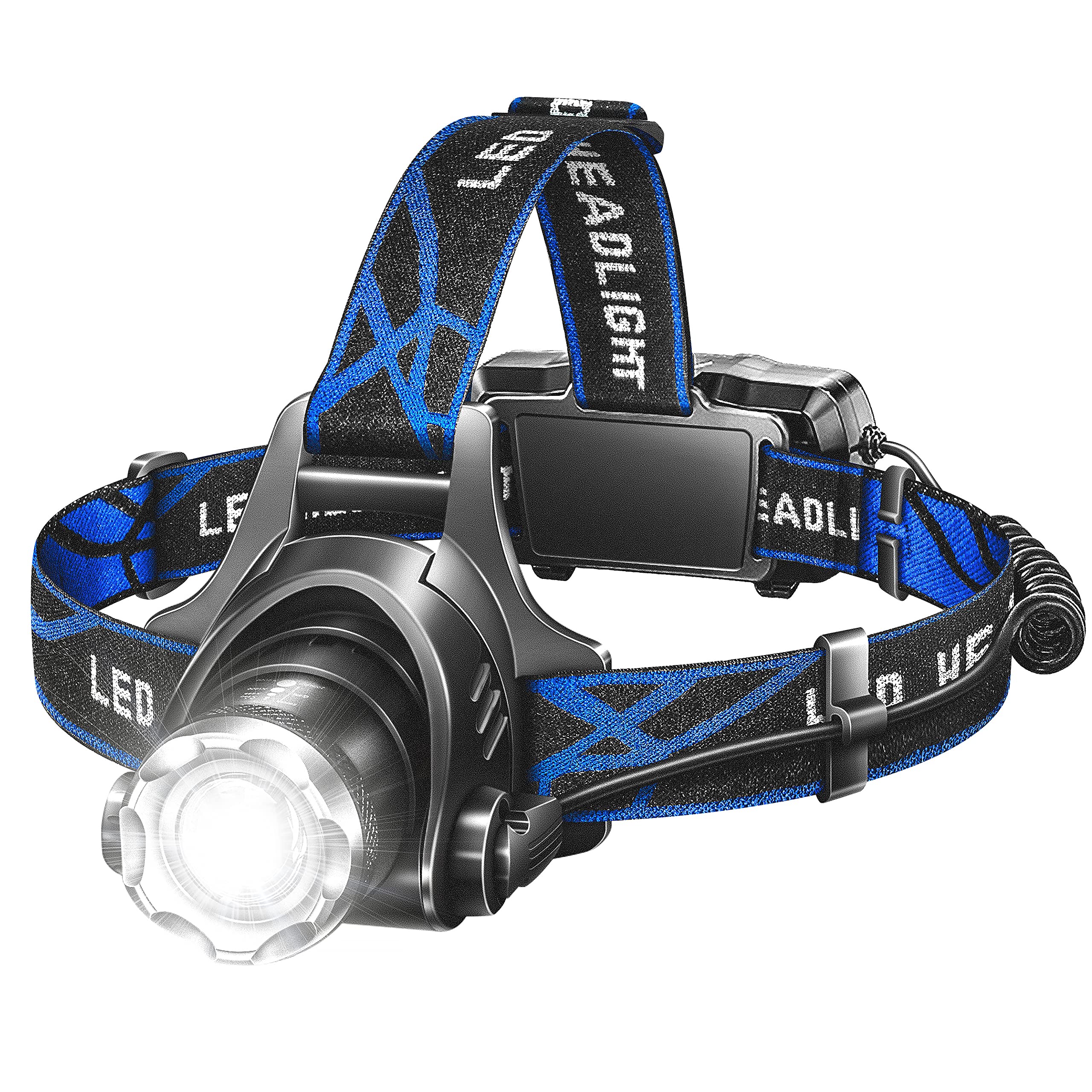 LED Rechargeable Headlamp, 800 Lumens Super Bright Head Lamp with T6 Lamp Bead & Long Endurance Rechargeable Battery, Zoom & IPX45 Head Lamps with 3 Modes for Fishing, Camping,and Repairing(Blue)