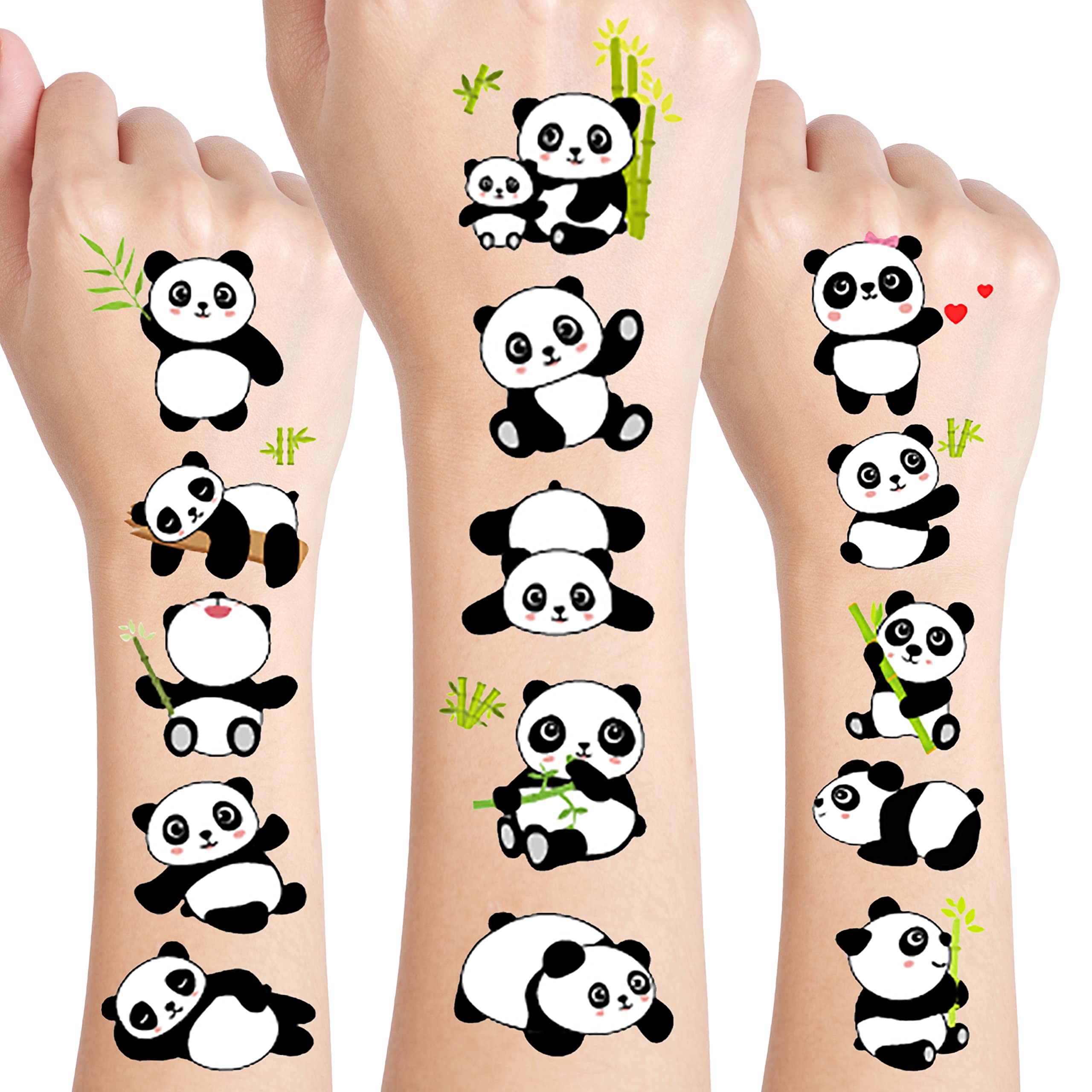 Birthday Decorations Panda Party Favors, 24 Sheets Panda Temporary Tattoos,