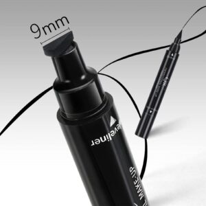 DekRion Liquid Eyeliner Stamp, Black Liquid Eyeliner with Winged Eyeliner Stamp, Smudgeproof and Waterproof Eyeliner, Long-lasting Liquid Eye Liners for Women