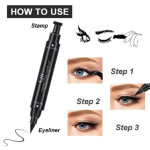 DekRion Liquid Eyeliner Stamp, Black Liquid Eyeliner with Winged Eyeliner Stamp, Smudgeproof and Waterproof Eyeliner, Long-lasting Liquid Eye Liners for Women