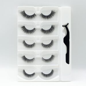 Reusable Self Adhesive Eyelashes No Glue or Eyeliner Needed, Easy To Apply, Stable/Non-slip False Lashes, Natural Look (5 Pairs)