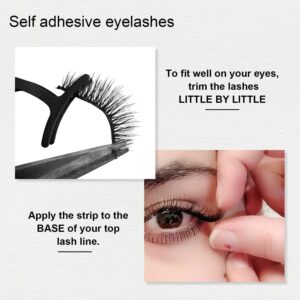 Reusable Self Adhesive Eyelashes No Glue or Eyeliner Needed, Easy To Apply, Stable/Non-slip False Lashes, Natural Look (5 Pairs)