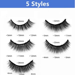 Reusable Self Adhesive Eyelashes No Glue or Eyeliner Needed, Easy To Apply, Stable/Non-slip False Lashes, Natural Look (5 Pairs)