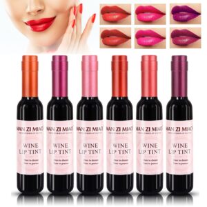 bkpplzp wine lip tint,6 colors wine lip gloss set,wine liquid lipstick,liquid wine lip gloss,matte lip stain long lasting waterproof matte lip gloss set,creates natural moisturizing lip gloss easily