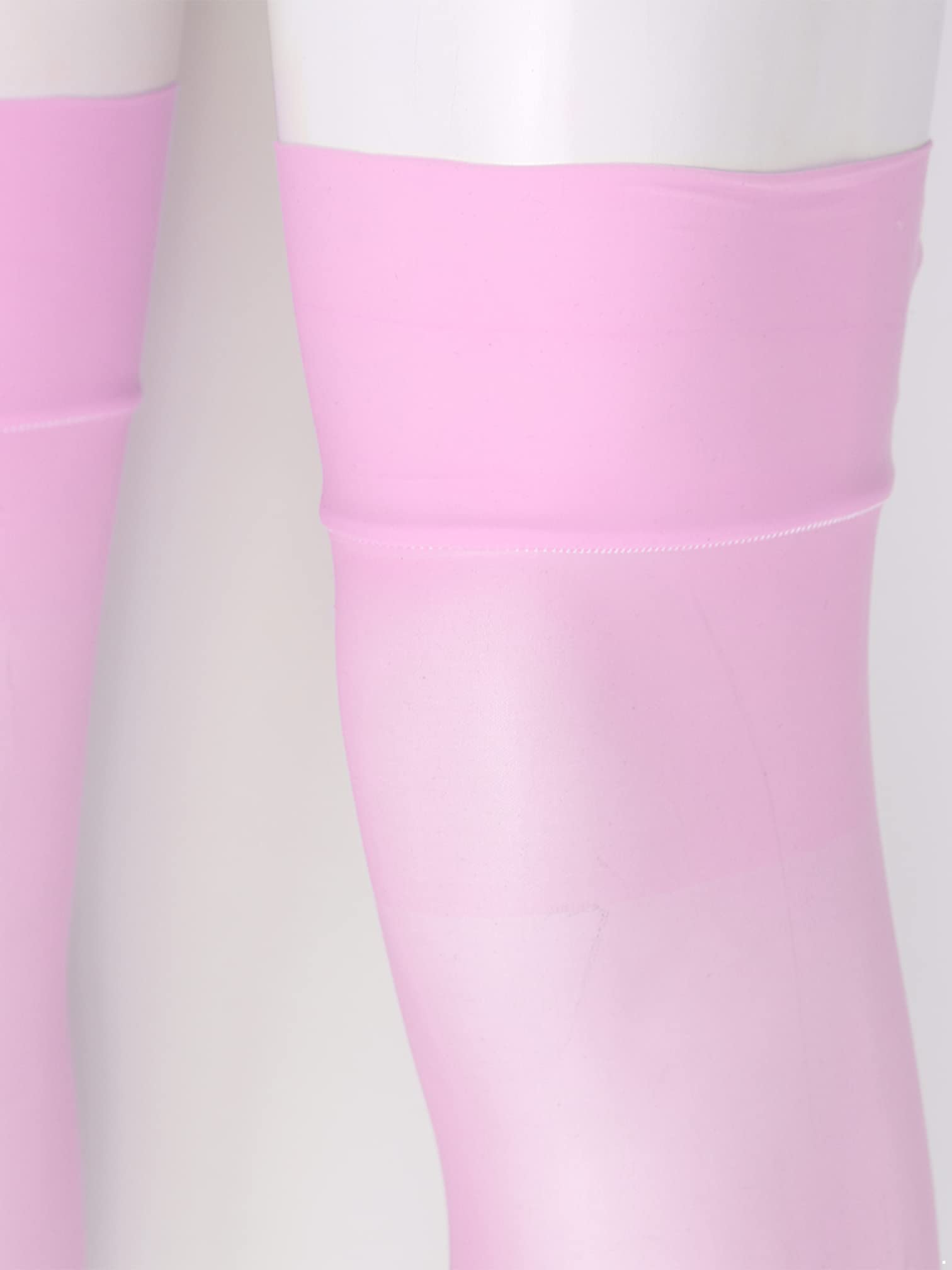 MSemis Woman's Silk Nylon Thigh High Stocking Pantyhose Socks Stay Up Ultra Thin Over The Knee Long Socks Pink One Size