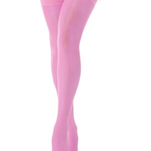 MSemis Woman's Silk Nylon Thigh High Stocking Pantyhose Socks Stay Up Ultra Thin Over The Knee Long Socks Pink One Size